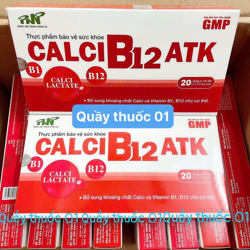 Canxi nước hữu cơ - Calci B12 ATK - Bổ sung Canxi và Vitamin B1 ,B12 cho cơ thể - Hộp 20 ống ...