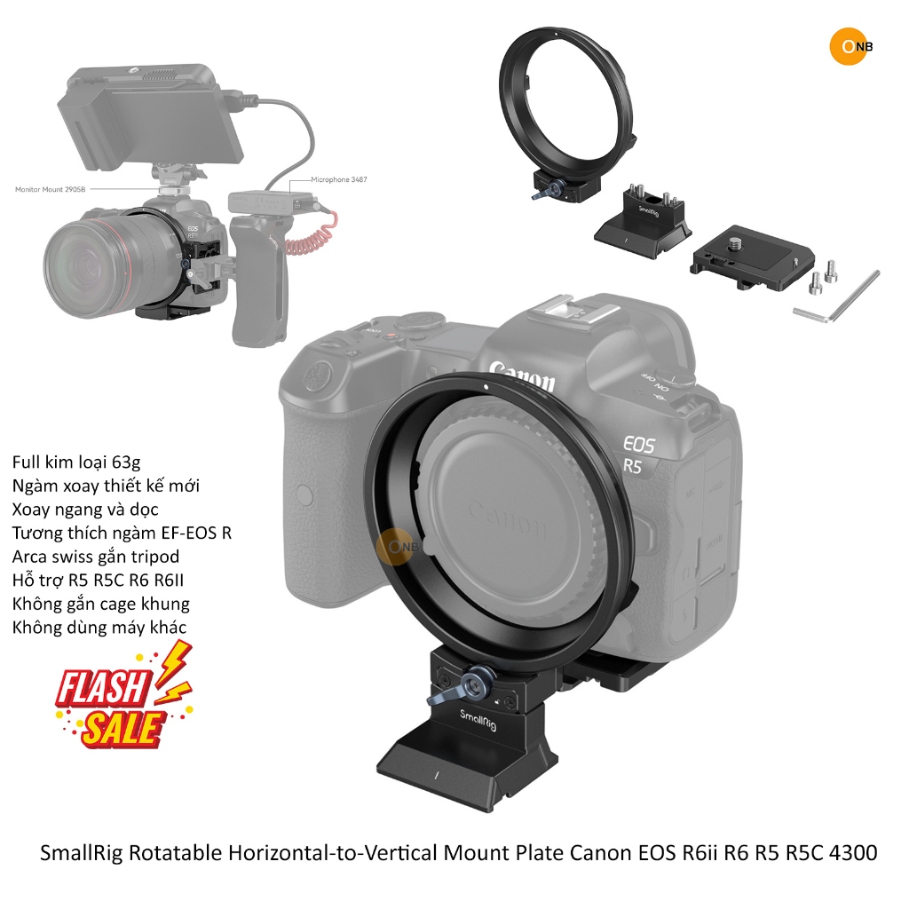 SmallRig Rotatable Horizontal-to-Vertical Mount Plate Canon EOS R6ii r6 ...