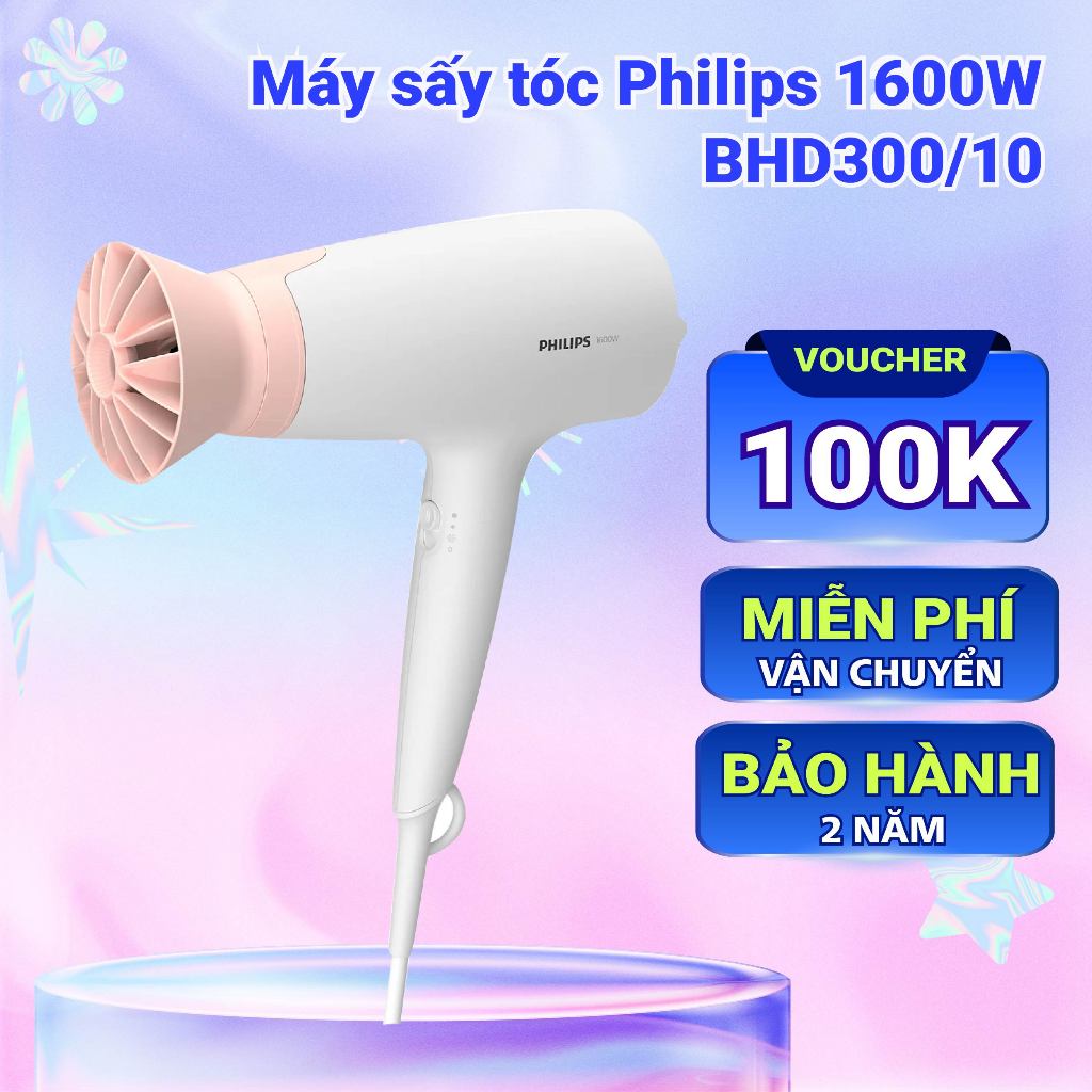 Máy sấy tóc Philips 1600W BHD300, bảo hành 2 năm | Hàng chính hãng | Shopee Việt Nam