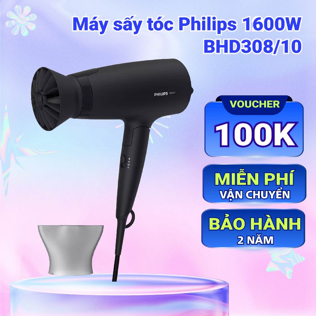 Máy sấy tóc Philips BHD308 1600W, bảo hành 2 năm | Hàng chính hãng | Shopee Việt Nam