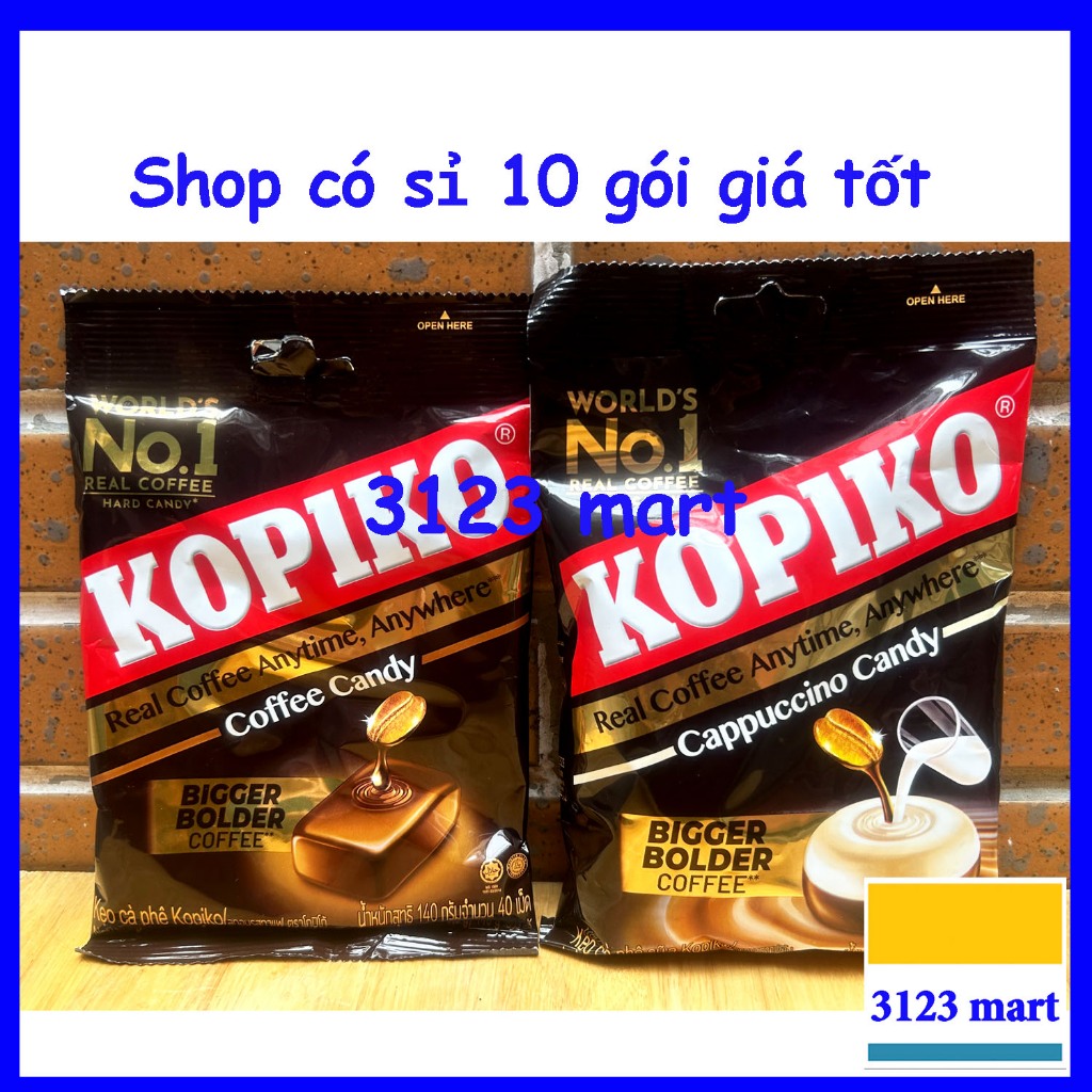(Giá SỈ mua từ 2,3,6,10) (hsd 07/2026) Kẹo cà phê cafe KOPIKO nhập khẩu Indonesia gói 140g (40 ...