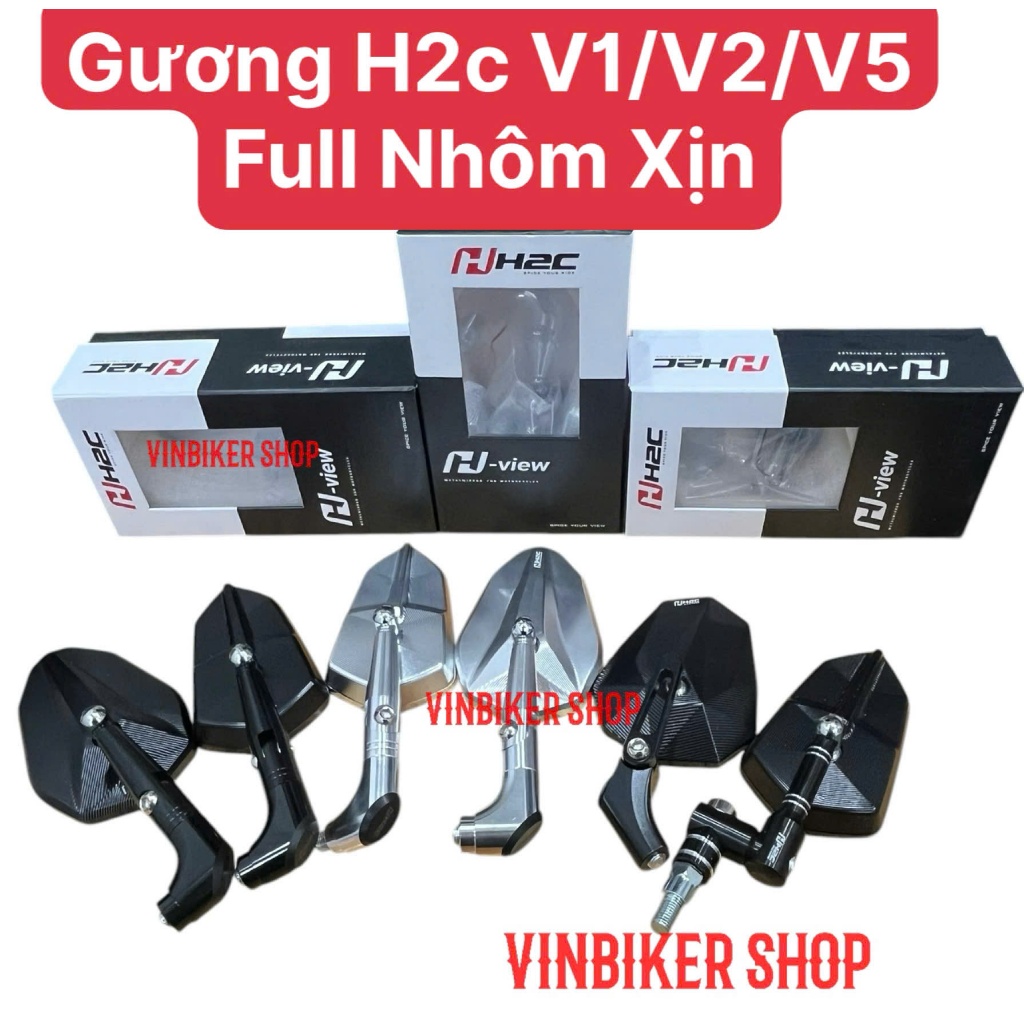 Gương H2C V2 /V1/V5 CHân Xoay Gập Gắn Xe Máy Kính Đủ Tiêu Chuẩn NĐ168 Kính Trắng Full Nhôm Xịn ...