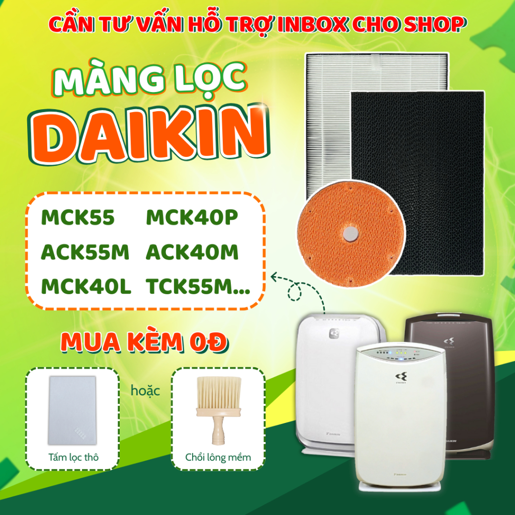 Màng lọc không khí Daikin: MCK55, TCK55, ACK55, MCK40, ACK40, TCK40,... Màng lọc Hepa trứng ...