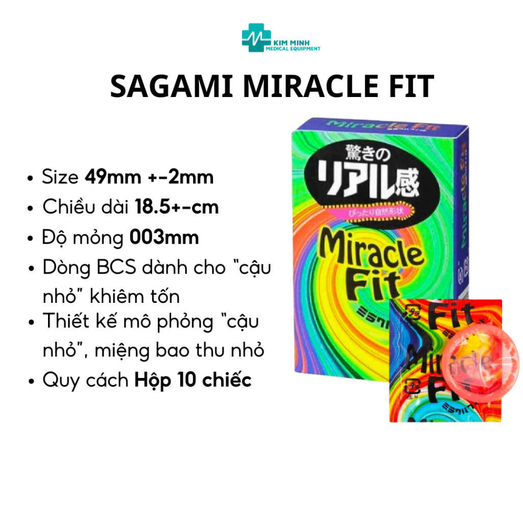 Bao cao su Sagami Miracle size 49mm hộp 5 chiếc, 10 chiếc | Shopee Việt Nam