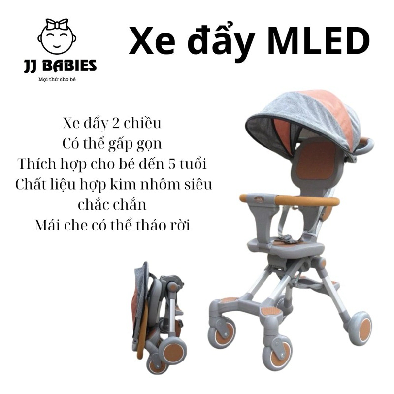 Xe đẩy MLED 2 chiều gấp gọn khung nhôm chắc chắn cho bé (tặng balo đựng ghế) | Shopee Việt Nam