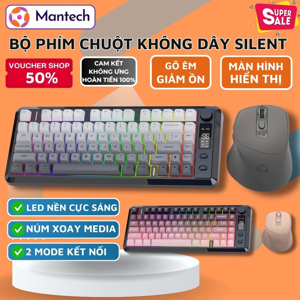 Combo Phím Chuột Không Dây Silent Mantech M75 Led RGB, Kết Nối ...