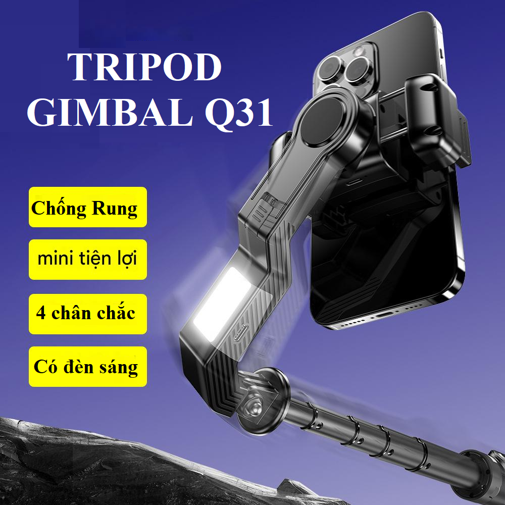 Tripod điện thoại gậy chụp ảnh selfie 4 chân Q31 AI thế hệ mới cao cấp có điều khiển từ xa xoay ...