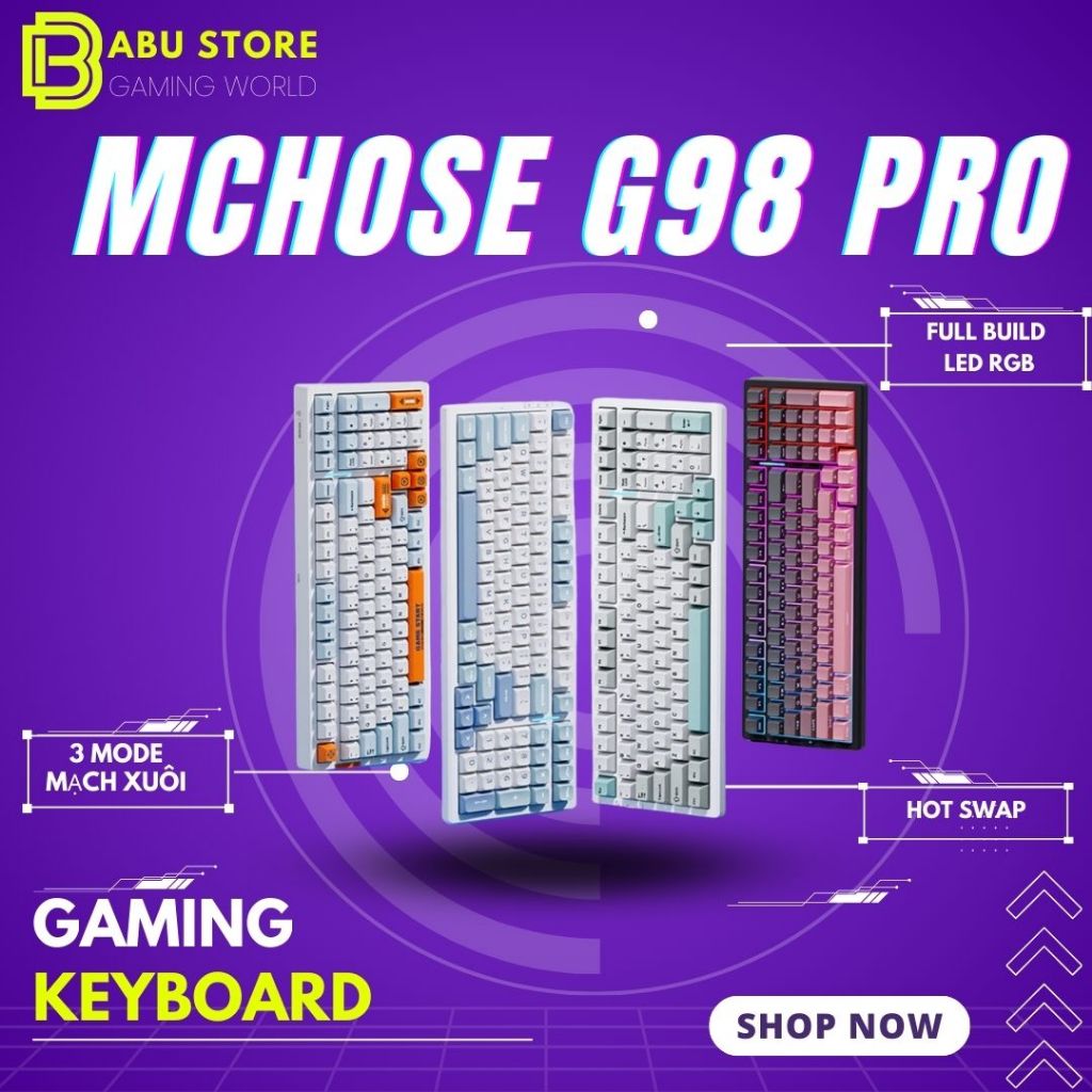 Bàn Phím Cơ Gaming Không Dây Mchose G98 Pro | Shopee Việt Nam