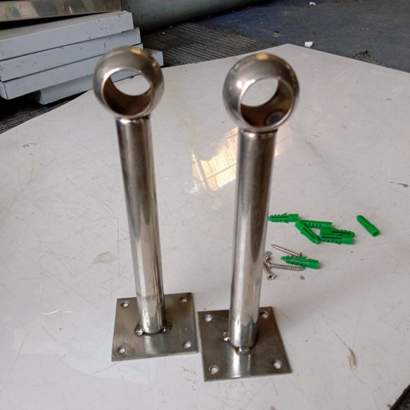 Combo 2 bass inox xỏ ống tròn bắt tường dài 19cm dùng làm sào phơi đồ ...