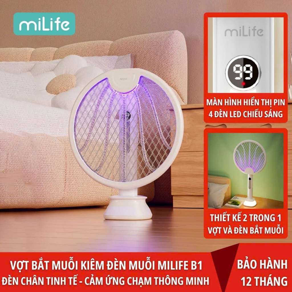 Vợt muỗi đèn bắt muỗi tự động miLife B1 gấp gọn / Vợt bắt muỗi XM ...