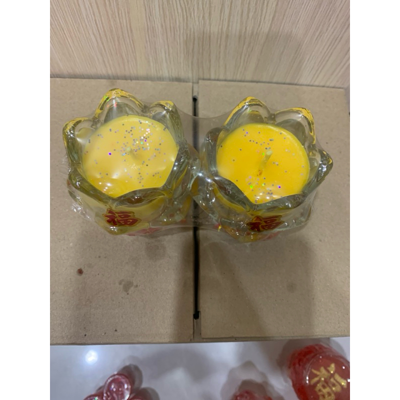 ly sen nở sáp bơ , 1hộp 3cặp ,6 ly ,vàng - đỏ cột nơ | Shopee Việt Nam