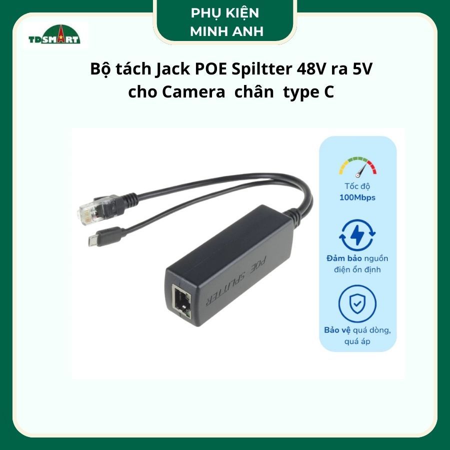 Bộ tách Jack POE Spliter 48v xuống 5v cho camera chân type C | Shopee ...
