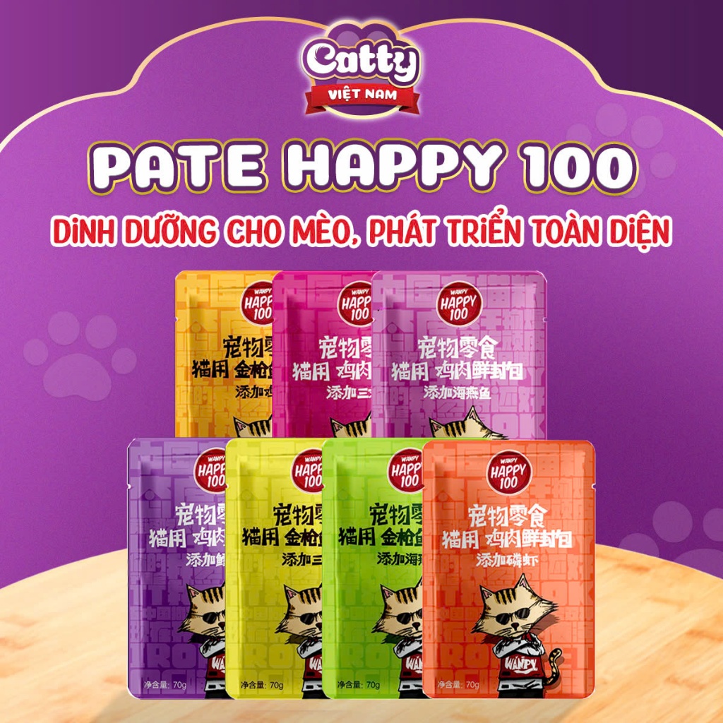 Pate cho mèo, pate WANPY HAPPY 100, bổ sung dưỡng chất (70g) | Shopee ...