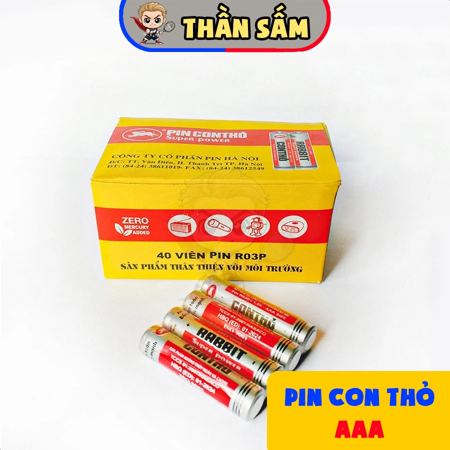 [Hộp 40 Viên] Pin AAA Pin Con Thỏ Đỏ Pin Tiểu 3A Pin R03P Xài Lâu Bền ...