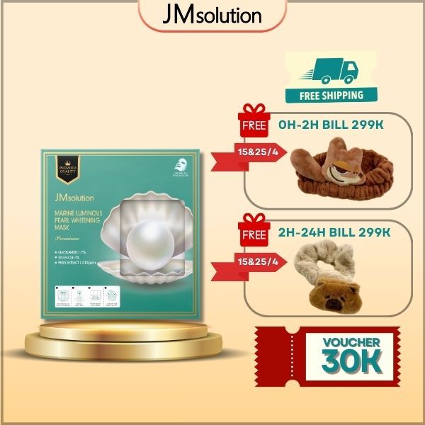 Mặt Nạ Dưỡng Trắng Cao Cấp JMSOLUTION MARINE LUMINOUS PEARL WHITENING MASK PREMIUM(1 Hộp x 5 ...