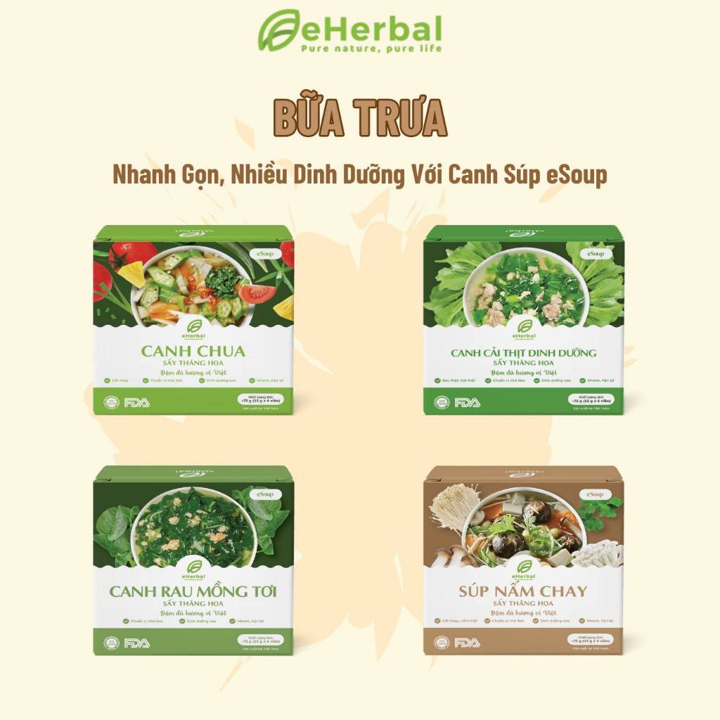 Canh Súp Sấy Thăng Hoa Eherbal Canh Ăn Liền Tiện Lợi Thơm Ngon Hộp 72g (6 viên x 12g) | Shopee ...