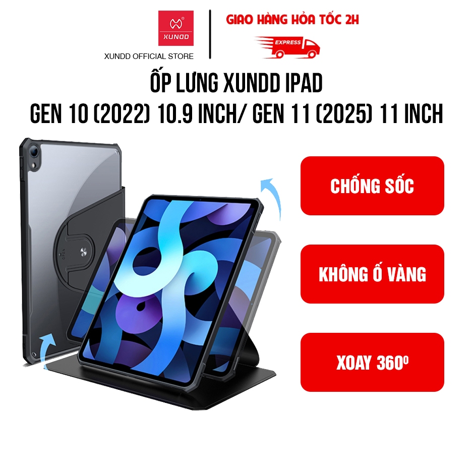Ốp lưng XUNDD Xoay 360° đa năng iPad Gen 10 (2022) 10.9 inch/ Gen 11 ...
