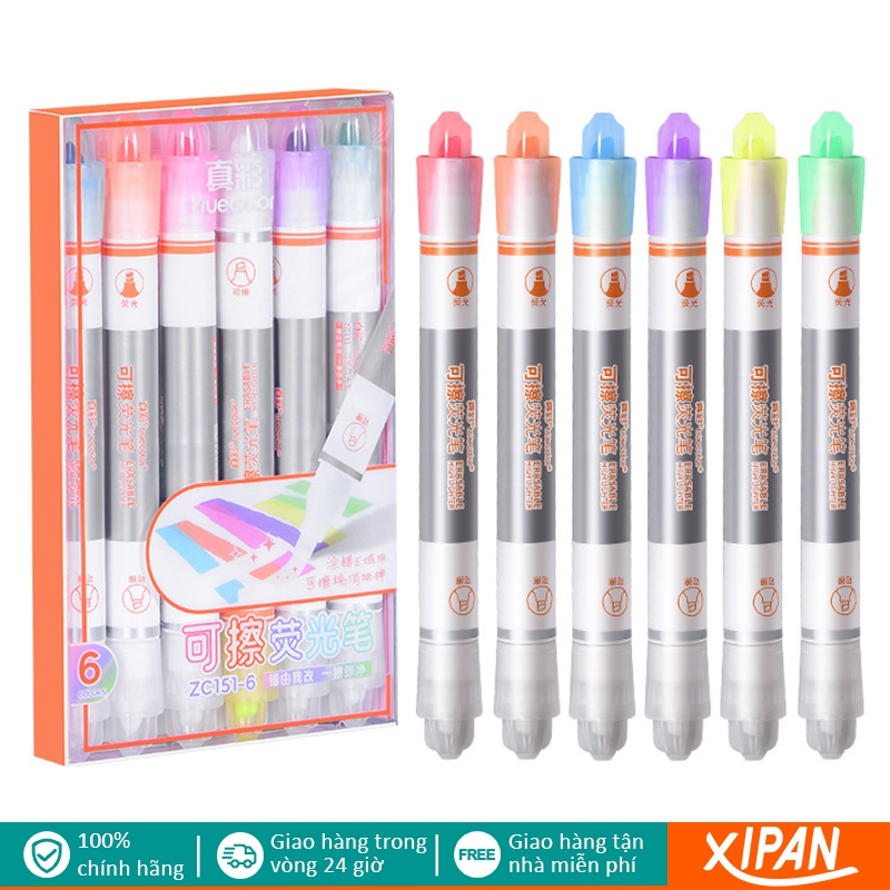 Xipan Set 6 Bút Dạ Quang màu pastel Highlight có thể xóa nhanh khô Đánh ...
