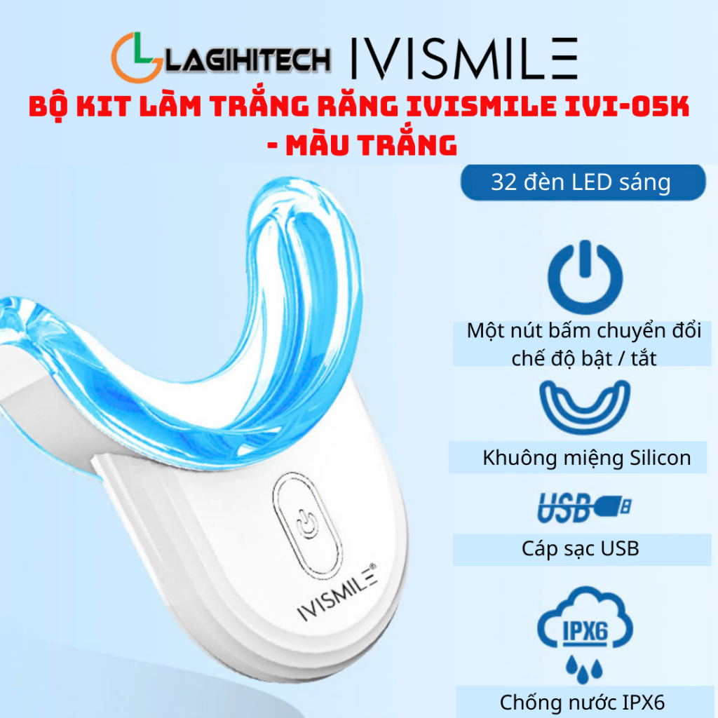 Bộ Kit Làm Trắng Răng IVISMILE IVI-05K (Màu Trắng) - Hàng Chính Hãng (Bảo Hành 12 Tháng ...