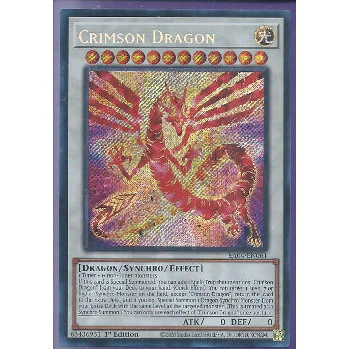 [KW2 Yugioh] [EN-UK] [Nice Art] Thẻ bài RA04-EN061 Crimson Dragon | Shopee Việt Nam