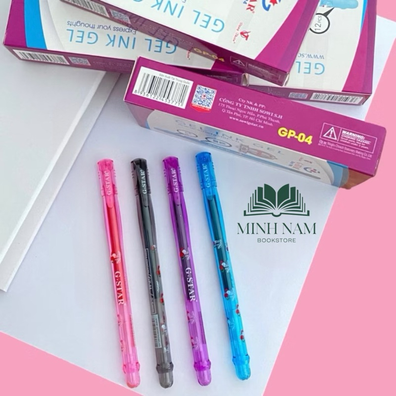 Hộp 12 cây Bút viết gel nước Gstar GP-04 / GP04 0.5mm (Xanh, Đỏ, Đen, Tím) | Shopee Việt Nam