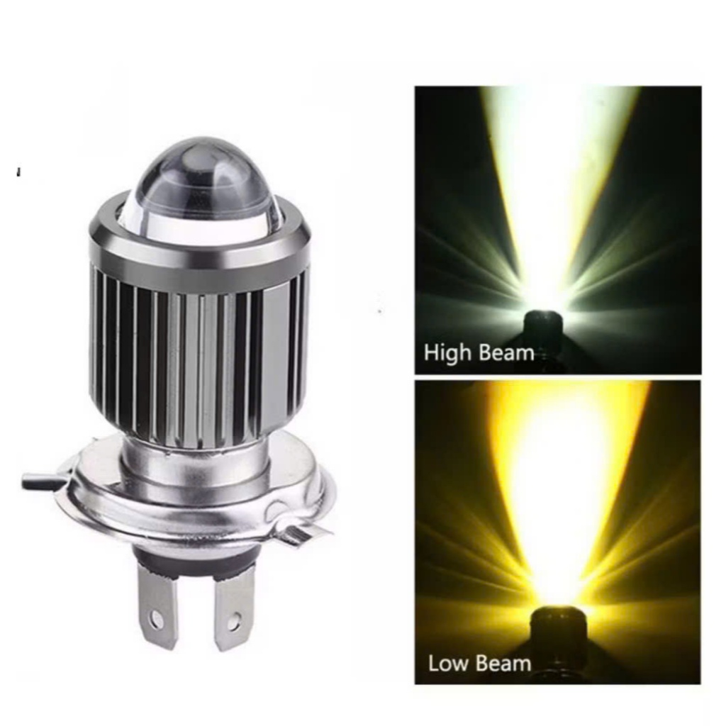 Đèn pha LED H4 H6 BA20d AC DC12V-80V 8000LM hai màu trắng và vàng siêu sáng gắn quạt cho xe máy ...