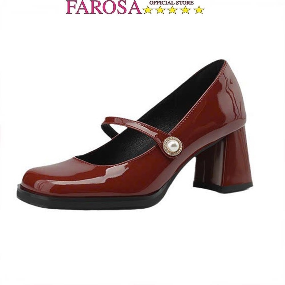 Guốc nữ cao gót quai dán ngọc FAROSA -H121 giày cao gót 7cm chất da ...