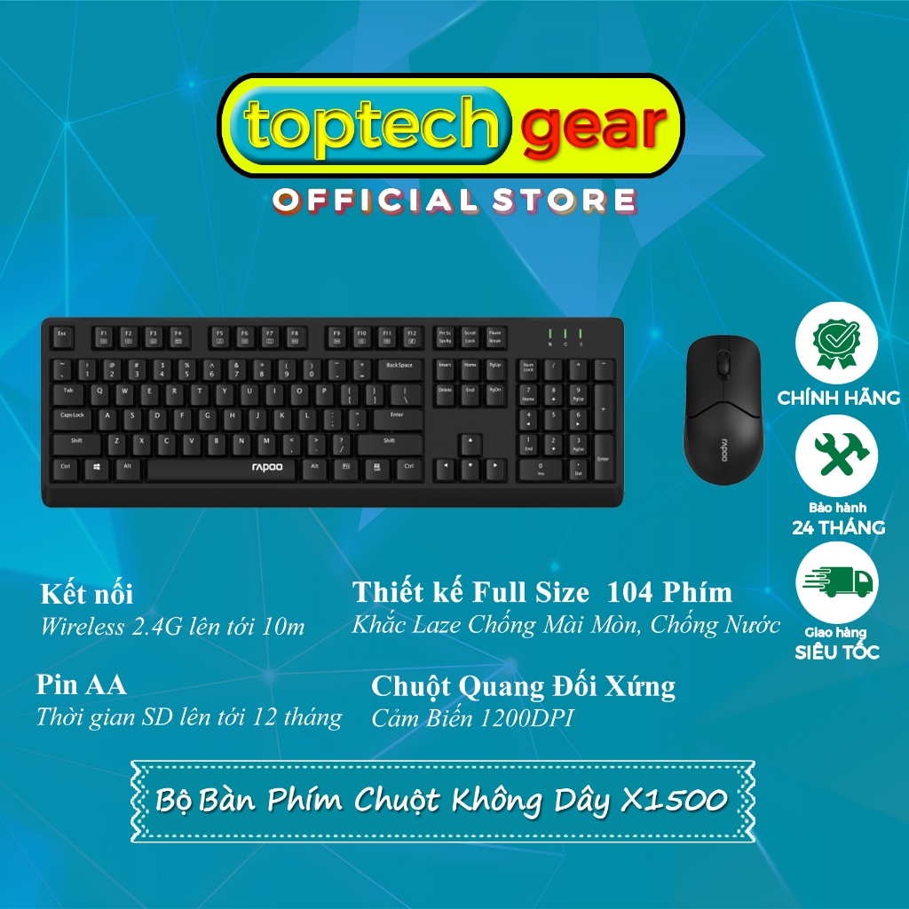 Bộ Bàn Phím Chuột Không Dây RAPOO X1500 Kết Nối Wireless 2.4 Chính Hãng BH 24 Tháng Lỗi Đổi Mới ...