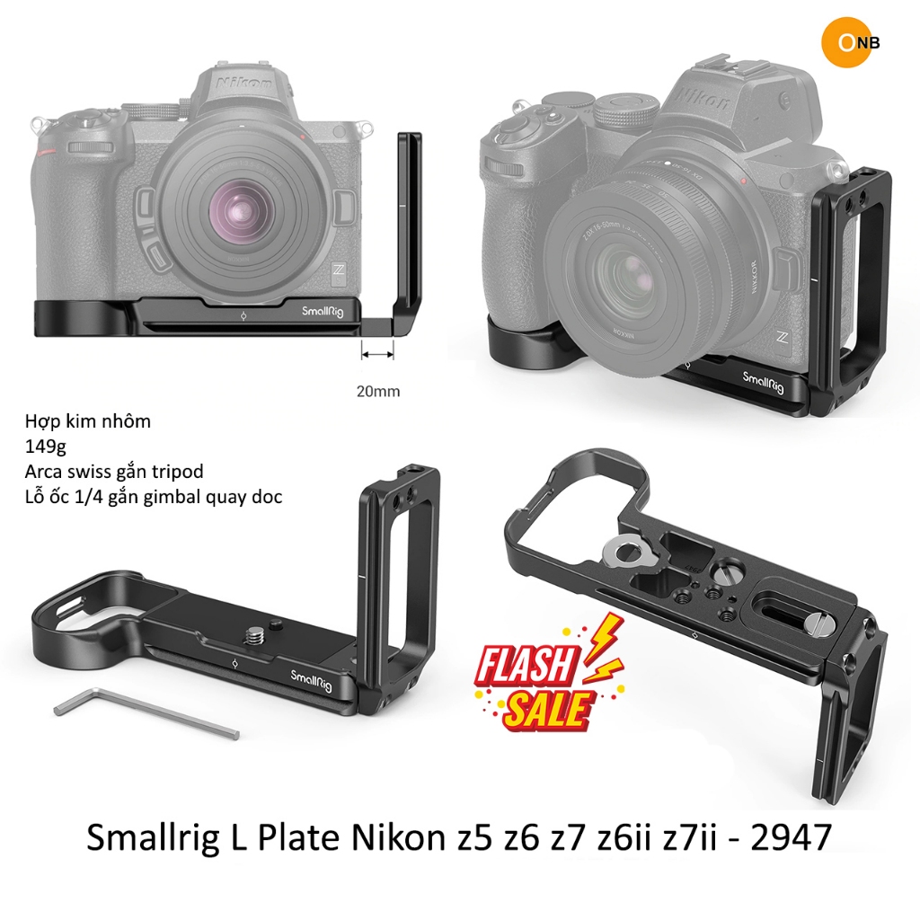 SmallRig L Plate máy ảnh Nikon Z5 Z6 Z6II Z7 Z7II 2947 gọn nhẹ + đẹp ...