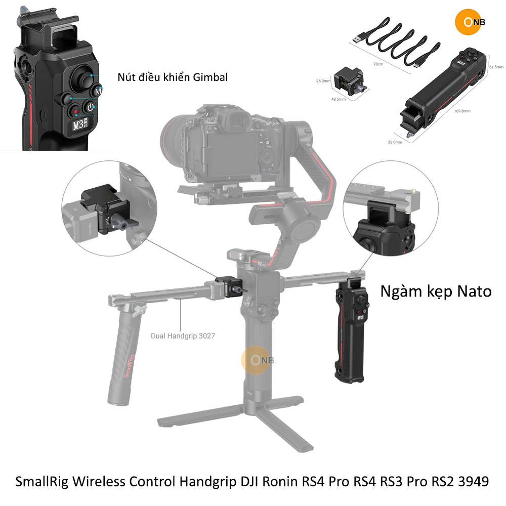 Small-Rig Wireless Control Handgrip DJI Ronin RS4 Pro RS4 RS3 Pro RS2 ...