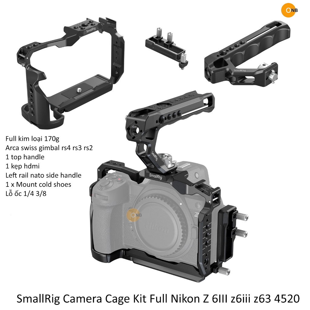 SmallRig Cage Kit Full Nikon Z 6III z6iii z63 4520 gồm top handle + kẹp ...