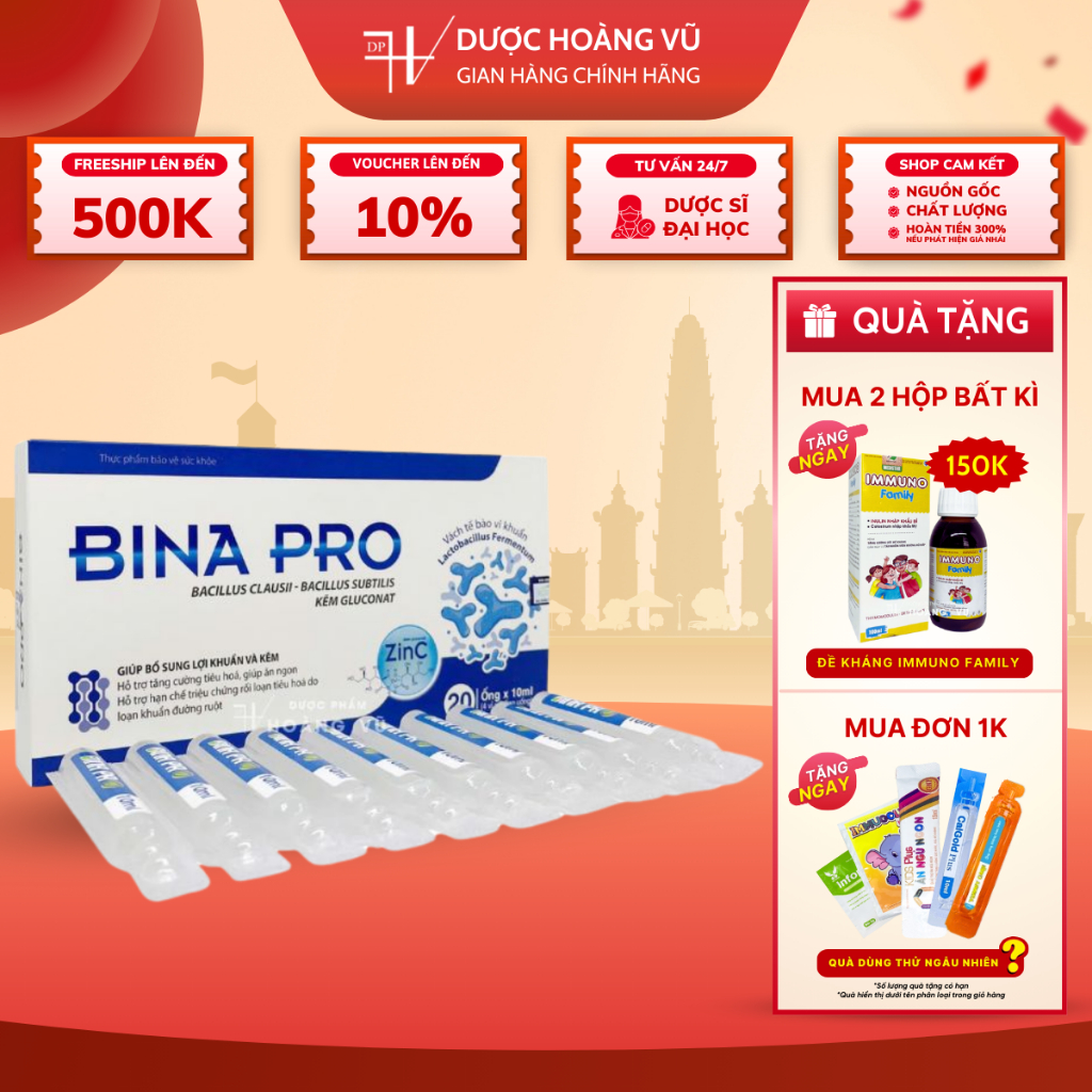 [ Khai Trương Quà Xịn] COMBO 3 Men vi sinh hỗ trợ tiêu hóa BINA PRO ...