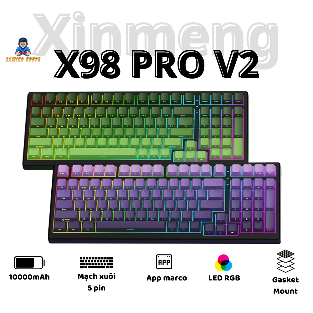 Bàn Phím Cơ Xinmeng X98 Pro Full Size Không Dây Bluetooth Led RGB ...