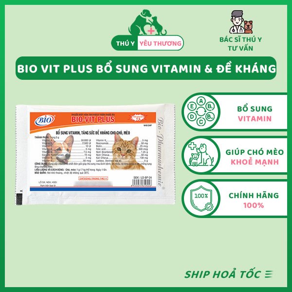 Bột hòa tan Bio-Vit Plus bổ sung vitamin, tăng sức đề kháng cho chó ...