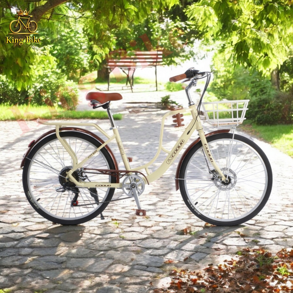 Xe đạp mini coolki, xe đạp nữ có giá để bình nước, bộ đề 7 cấp độ, cỡ ...