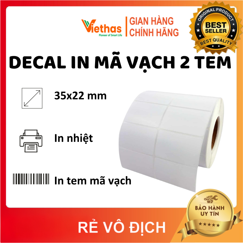 Decal in nhiệt, Giấy in tem mã vạch 2 tem 35x22 mm - 3 Cuộn | Shopee ...