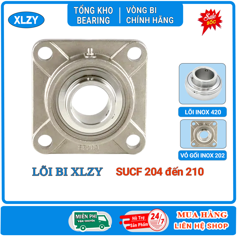 Gối đỡ vòng bi inox SUCF204 SUCF205 SUC206 SUCF207 SUCF208 SUCF209 ...