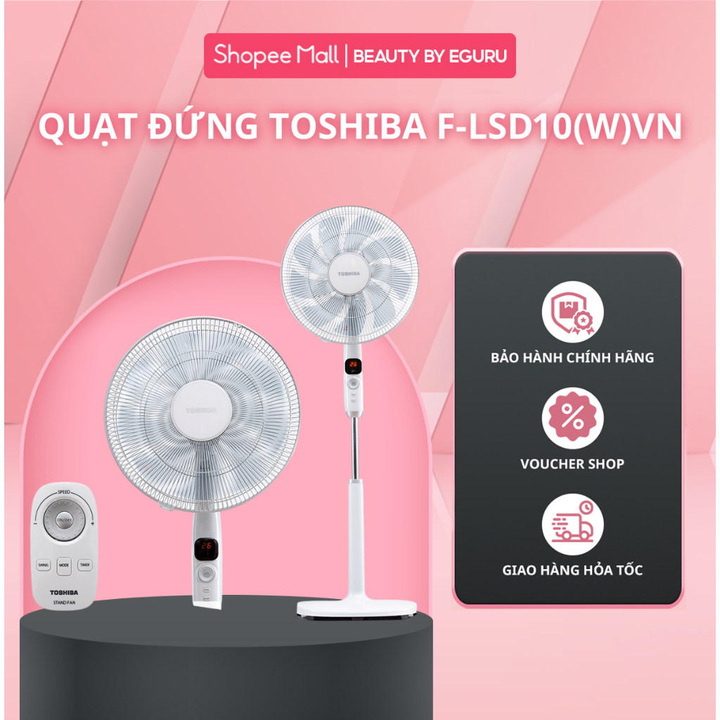 Quạt đứng Toshiba 5 cánh F-LSD10(H/W)VN | F-LSA10(H/W/K) 50W động cơ inverter - BH Chính Hãng ...