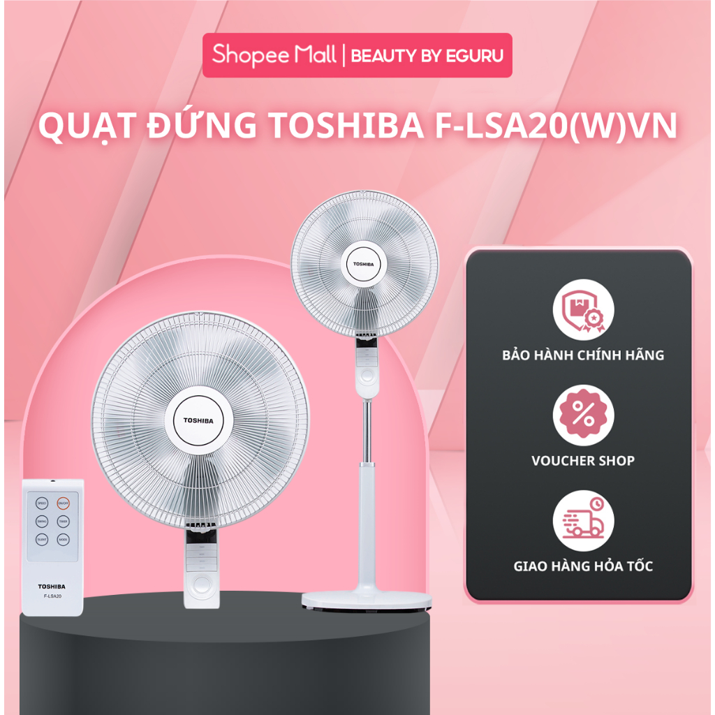 Quạt cây đứng Toshiba F-LSA20(W)VN | F-LSA20(H)VN điều khiển từ xa, hẹn ...