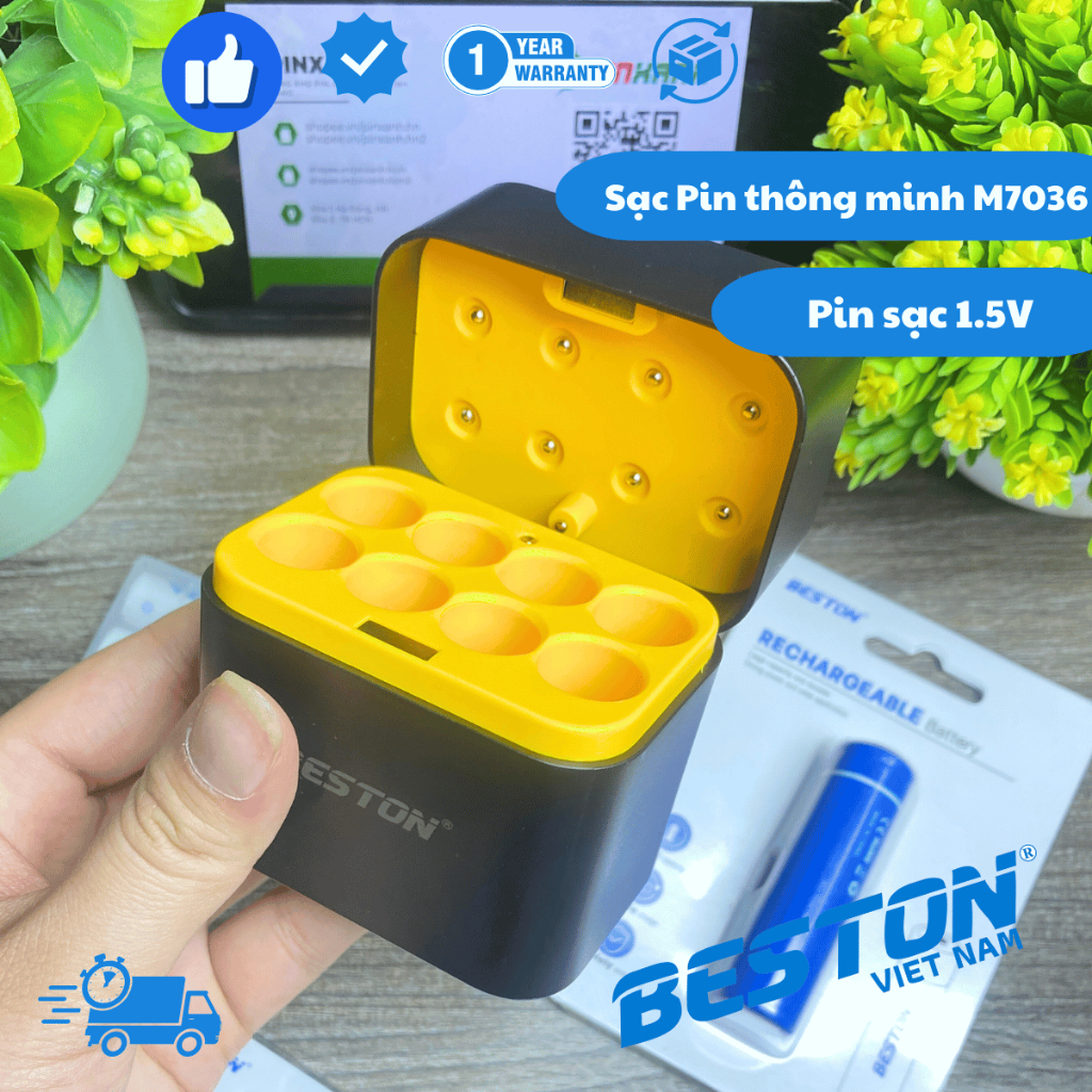 ⚡Hộp sạc pin AA BESTON official M7036 1.5V 8 khe mẫu mới USB-C cho ...