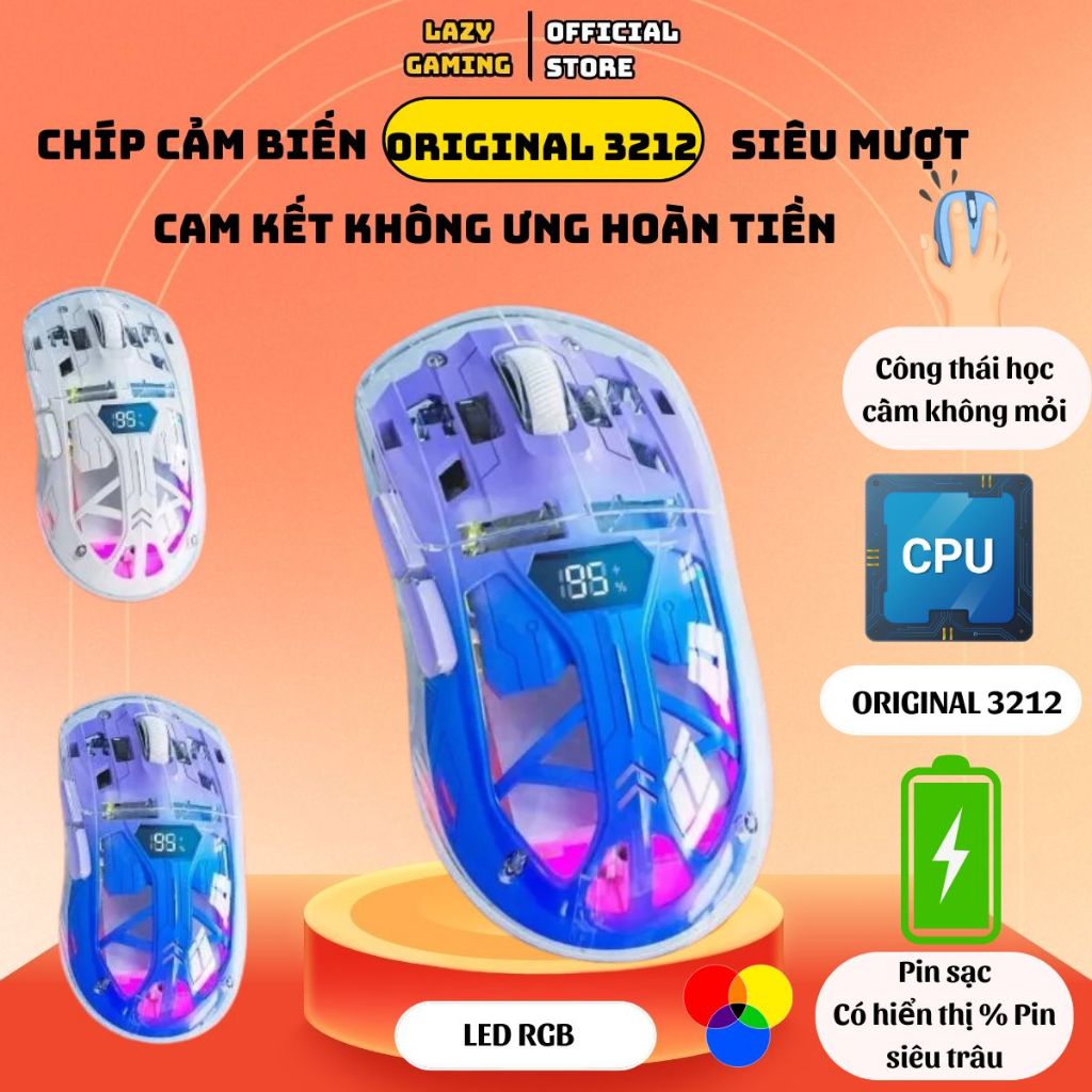 Chuột Không Dây Bluetooth FreeWolf A2 LED RGB 2 Mode Chip Original 3212 ...