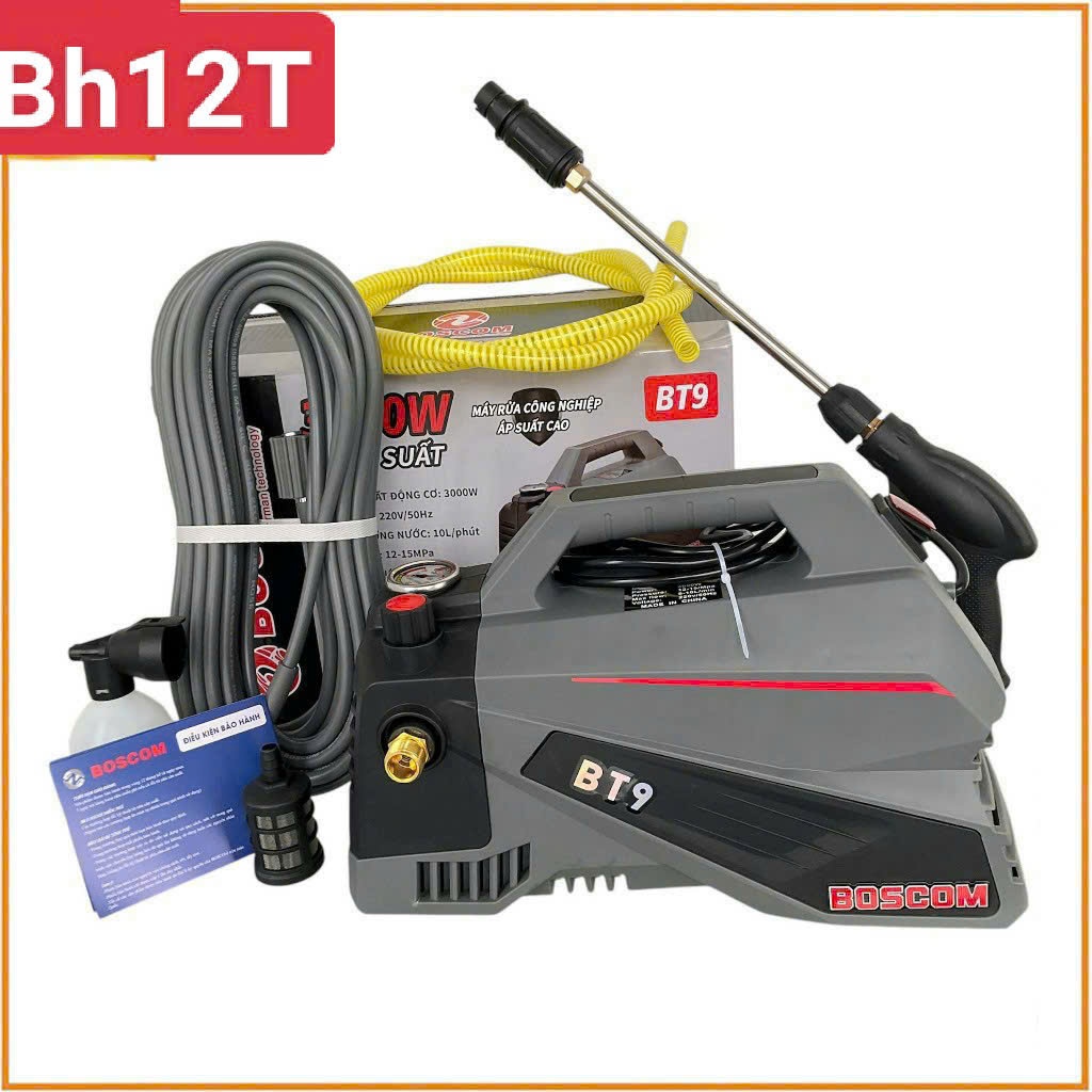Máy rửa xe Boscom BT9 3000w , máy rửa xe áp lực cao có chỉnh áp, máy ...