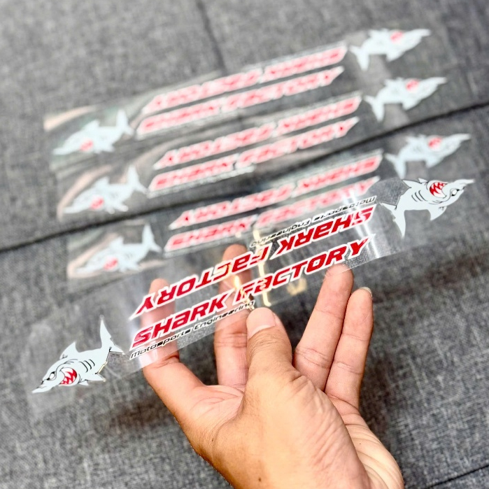 Cặp Tem Sticker Logo Shark Factory dán trang trí xe siêu đẹp, có thể ...