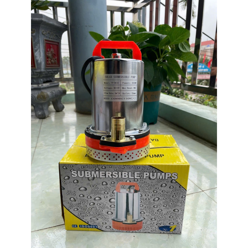 Máy bơm chìm, Bơm tõm dùng nguồn điện ắc quy 12V inox công suất 350W ...