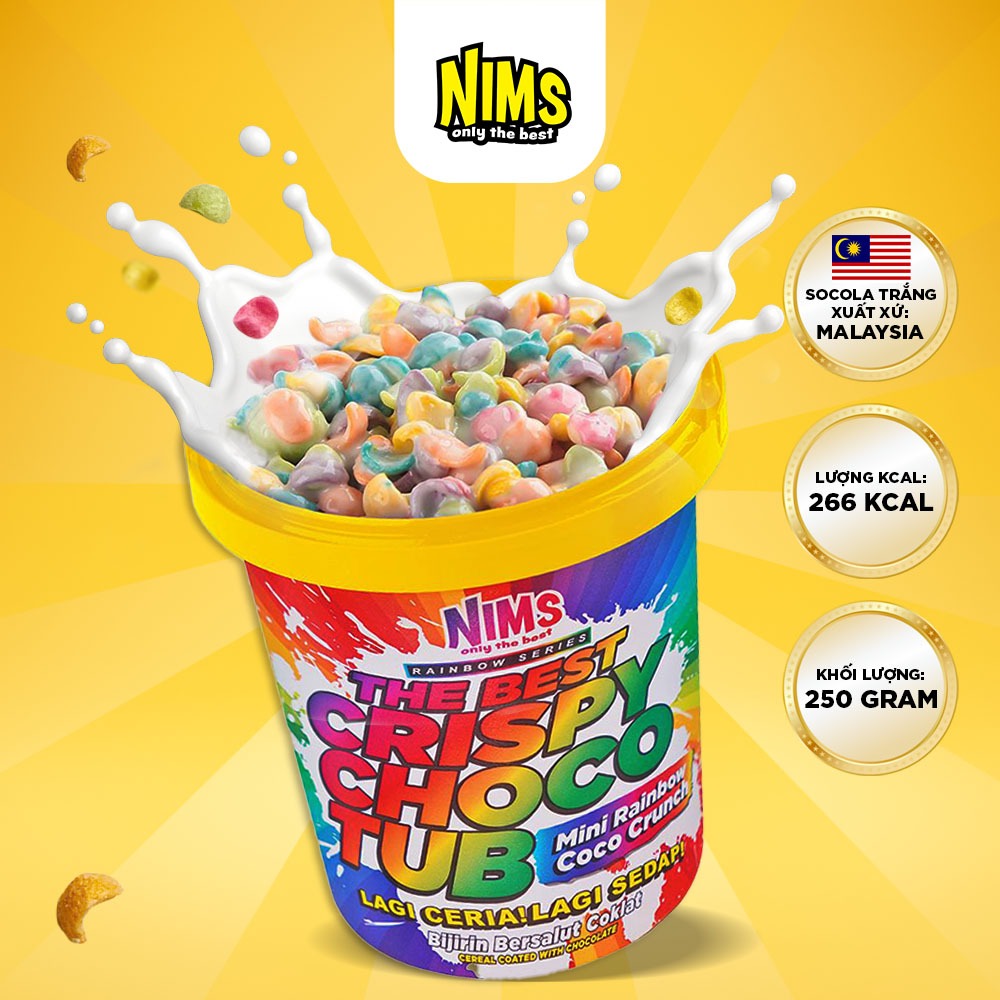 SOCOLA NIMS RAINBOW (CẦU VÒNG) GIÒN TAN CHẢY MALAYSIA 250G ( hạt nhỏ ...