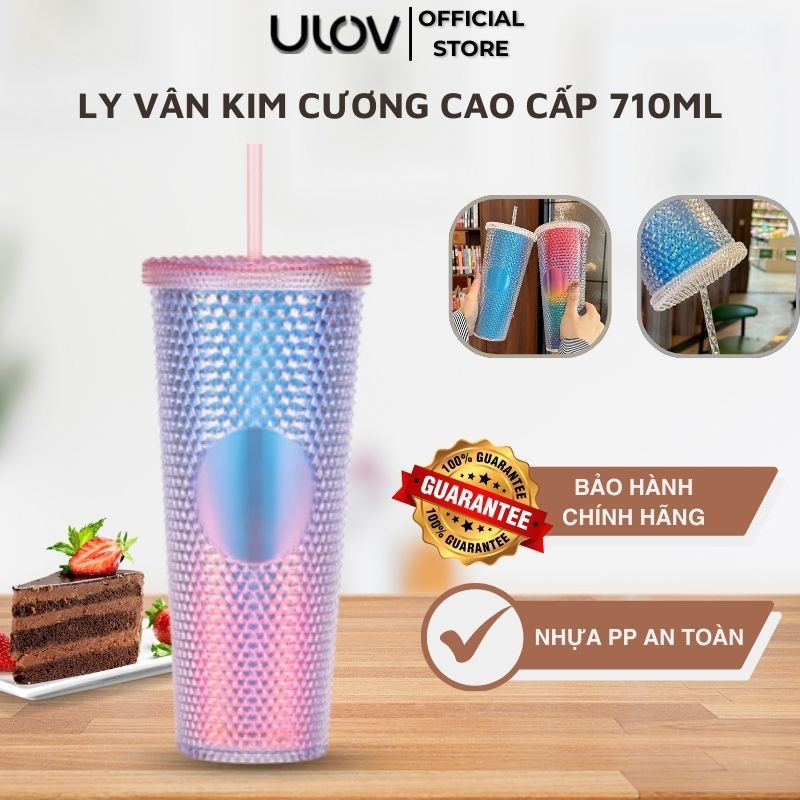 Ly Giữ Nhiệt 710ml Vân Kim Cương Màu Omber Xinh, Nhựa PP 2 Lớp An Toàn Không Độc Hại ULOV ...