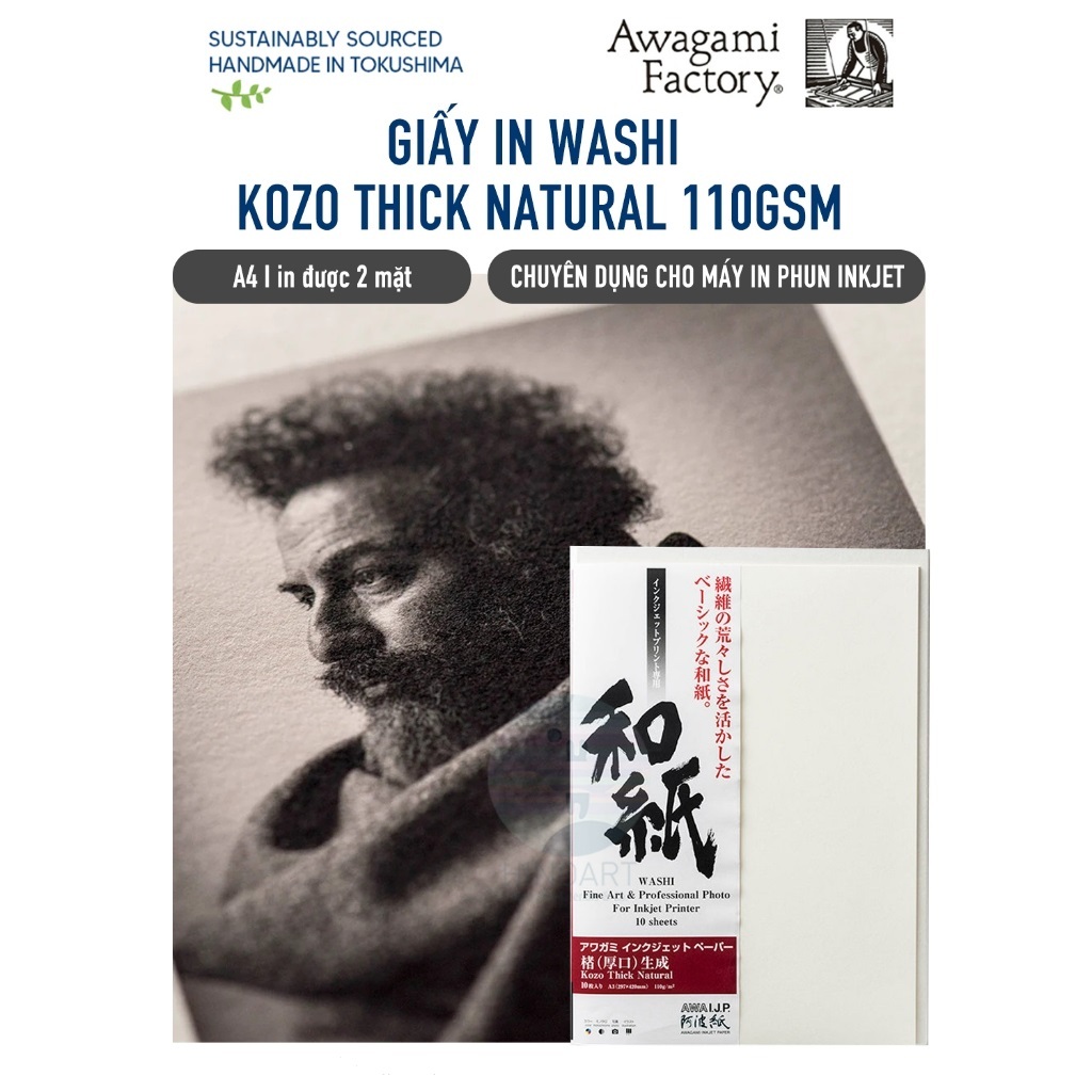 Giấy washi chuyên dụng cho in phun AWAGAMI AIJP INKJET - KOZO (Dướng ...