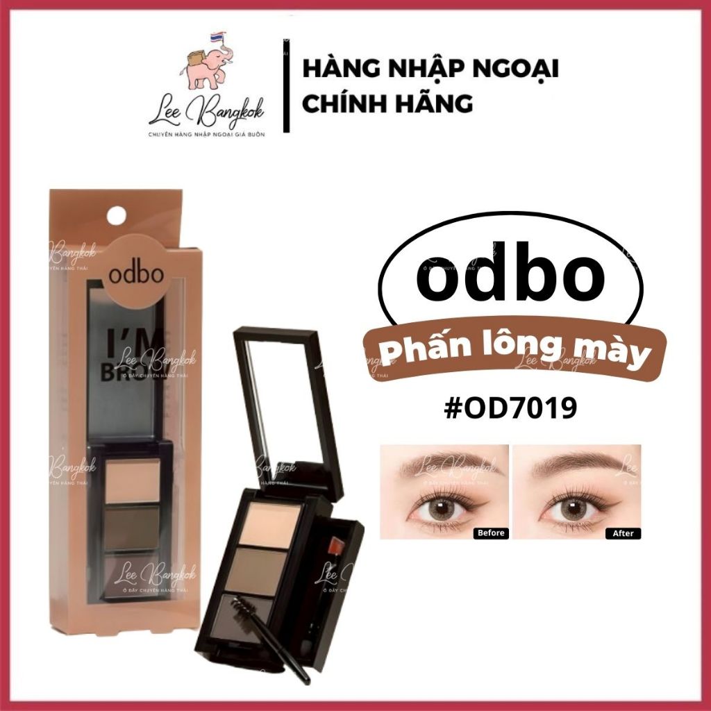 Phấn Bột Lông Mày ODBO I'M BROW Od7019 3 Shades Dust Eyebrow Pallet Thái Lan Lâu Trôi Có Kèm ...