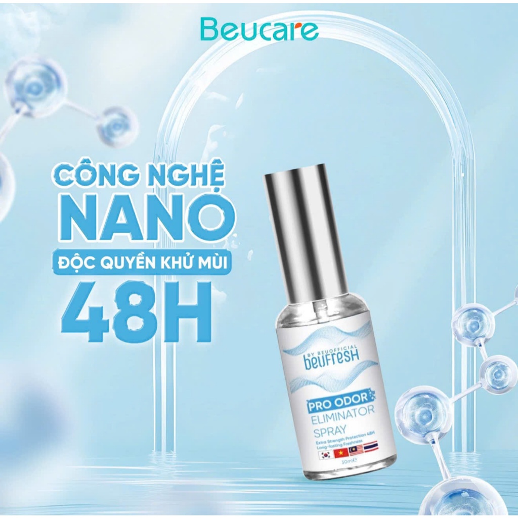 (MUA 1 TẶNG 1) Xịt khử mùi toàn thân, lăn khử mùi BEUFRESH ngăn tiết mồ ...