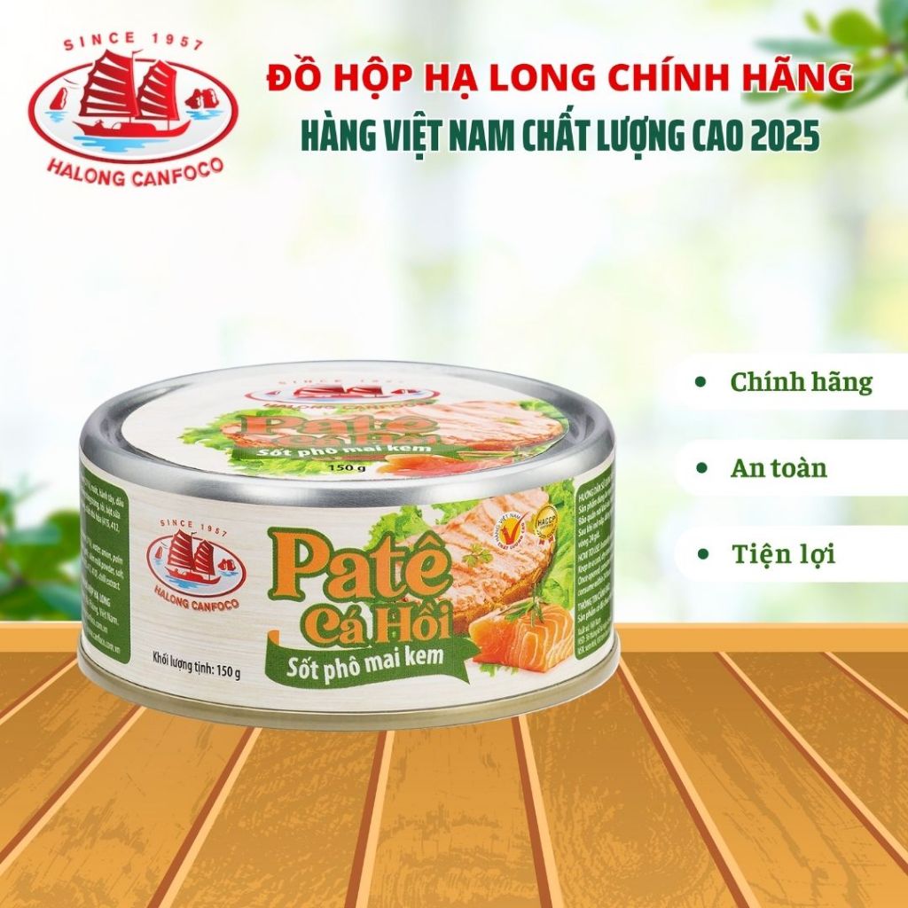 [DATE T12/2024] Pate Cá Hồi Sốt Phô Mai Kem HALONG CANFOCO Lon 150g ...